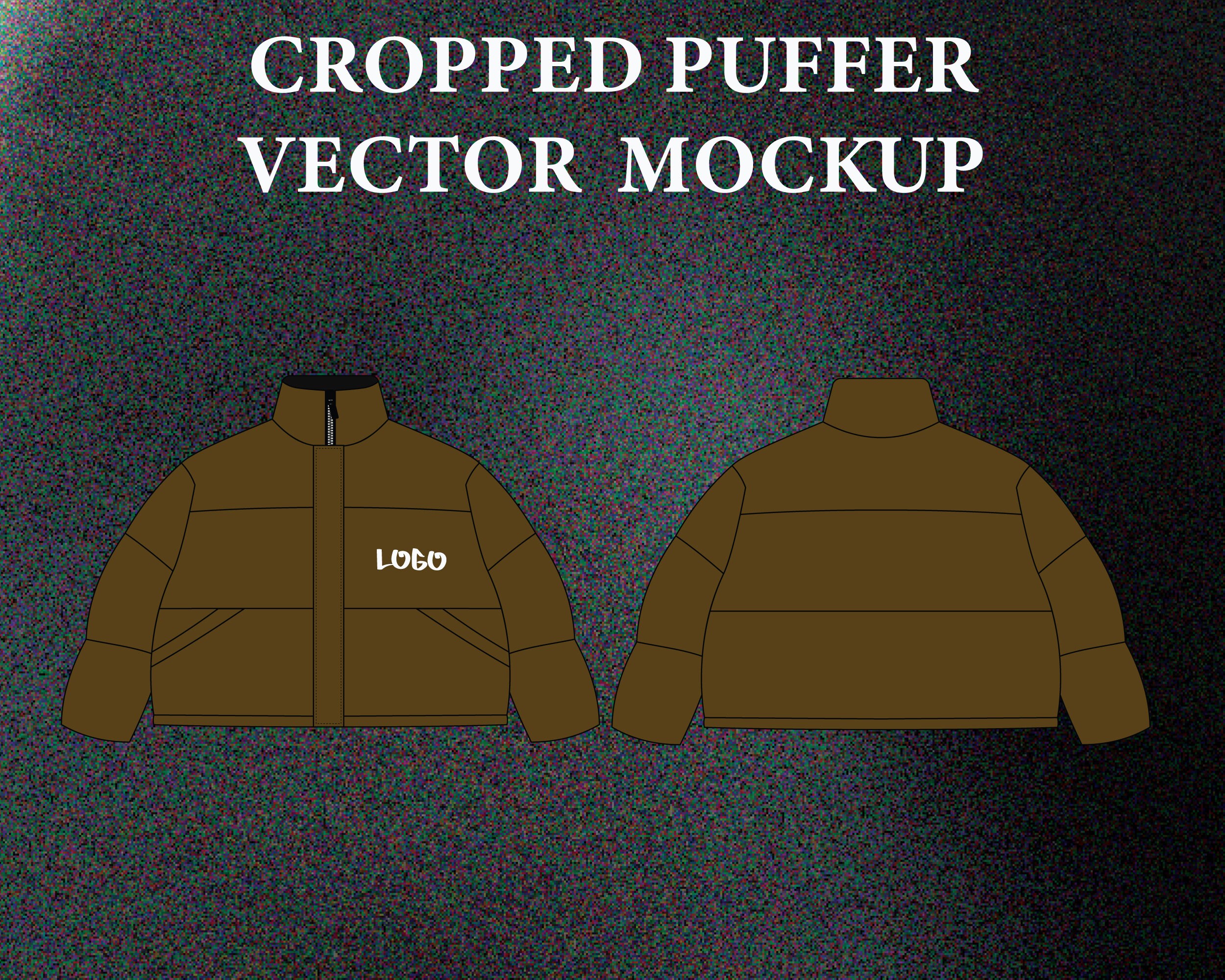Cropped Puffer Jacket Vector Mockup Streetwear Tech Pack Clothing ...