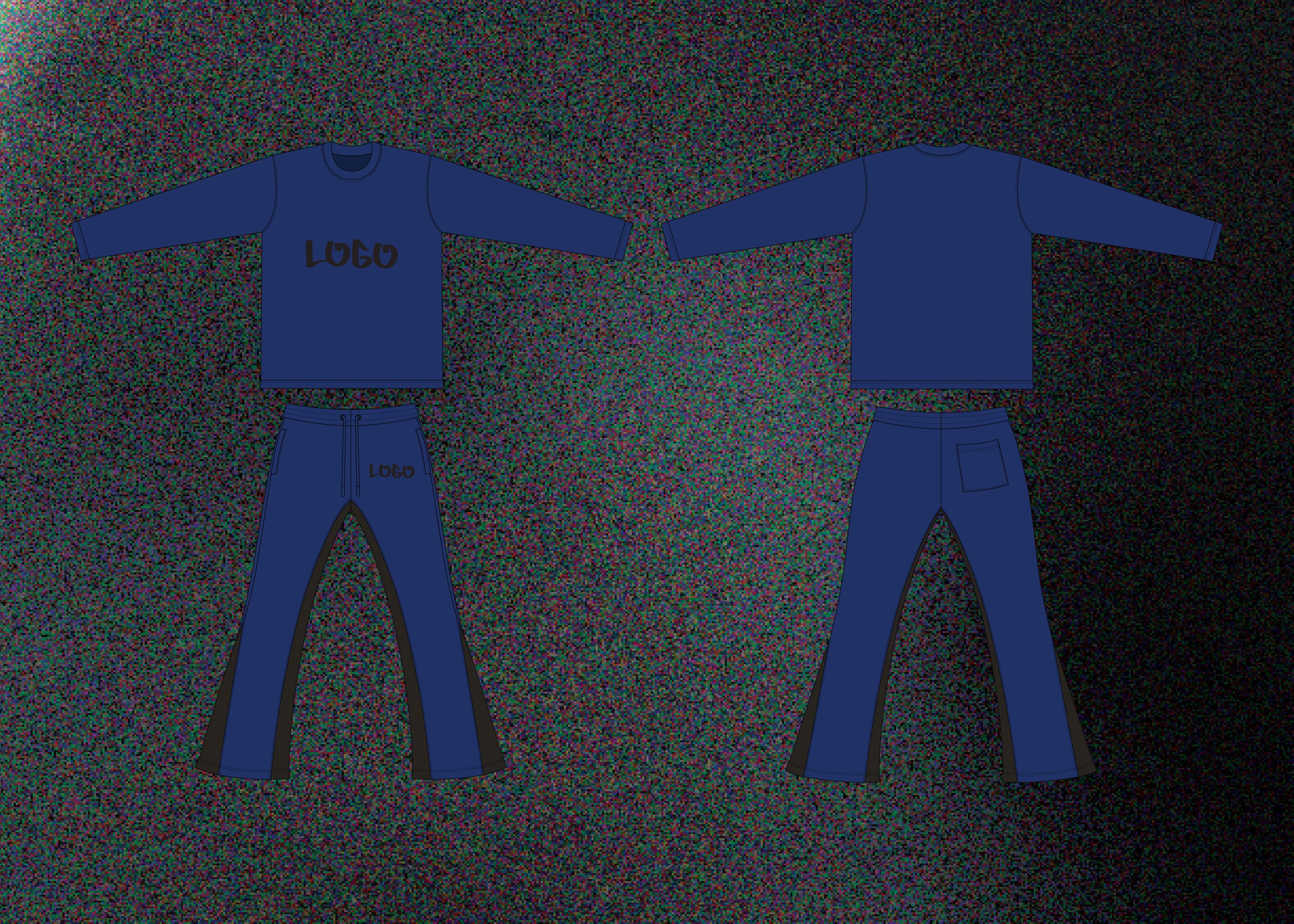 Streetwear Tracksuit Vector Mockup: Crewneck & Flared Pants (digital ...
