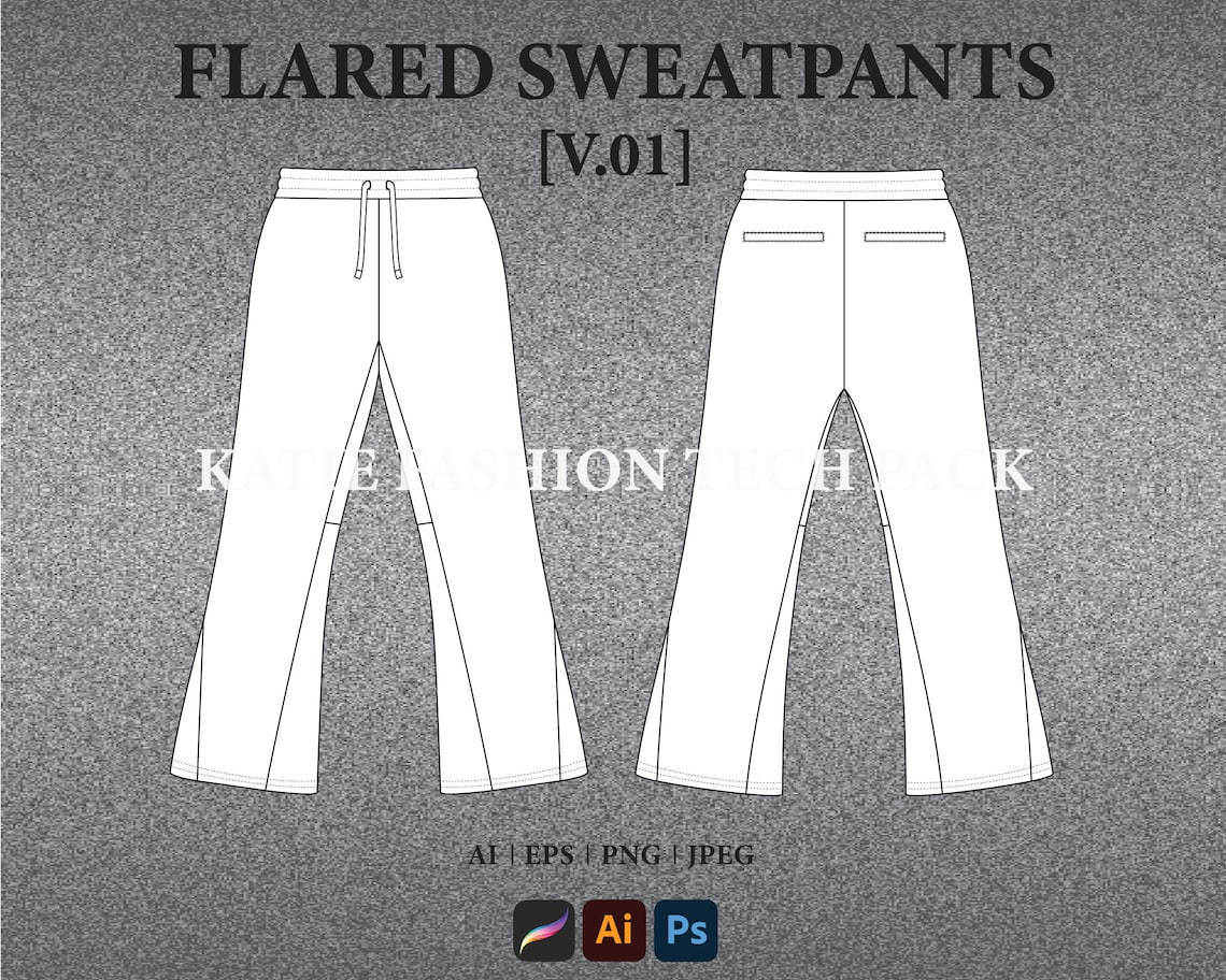 Streetwear Tech Pack Flared Sweatpants Mockup Vector Clothing Design ...