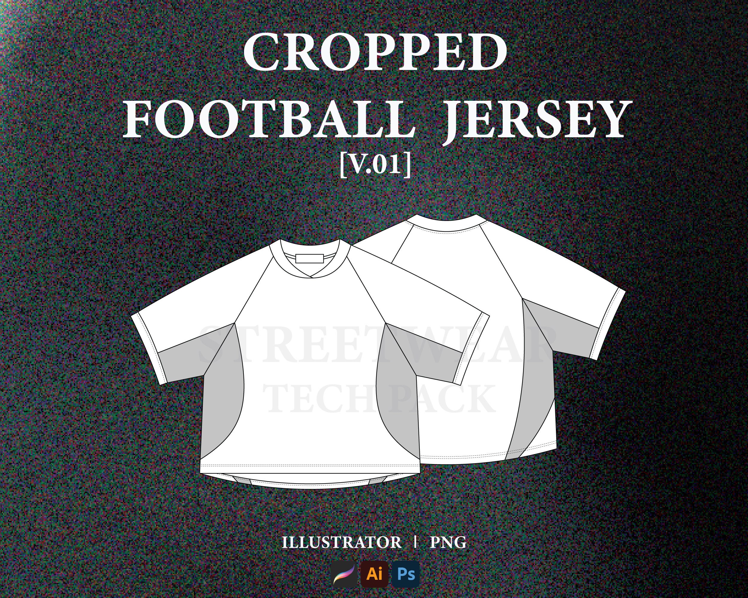 Cropped Football Jersey Vector Mockup: Streetwear Tech Pack (AI, PNG ...