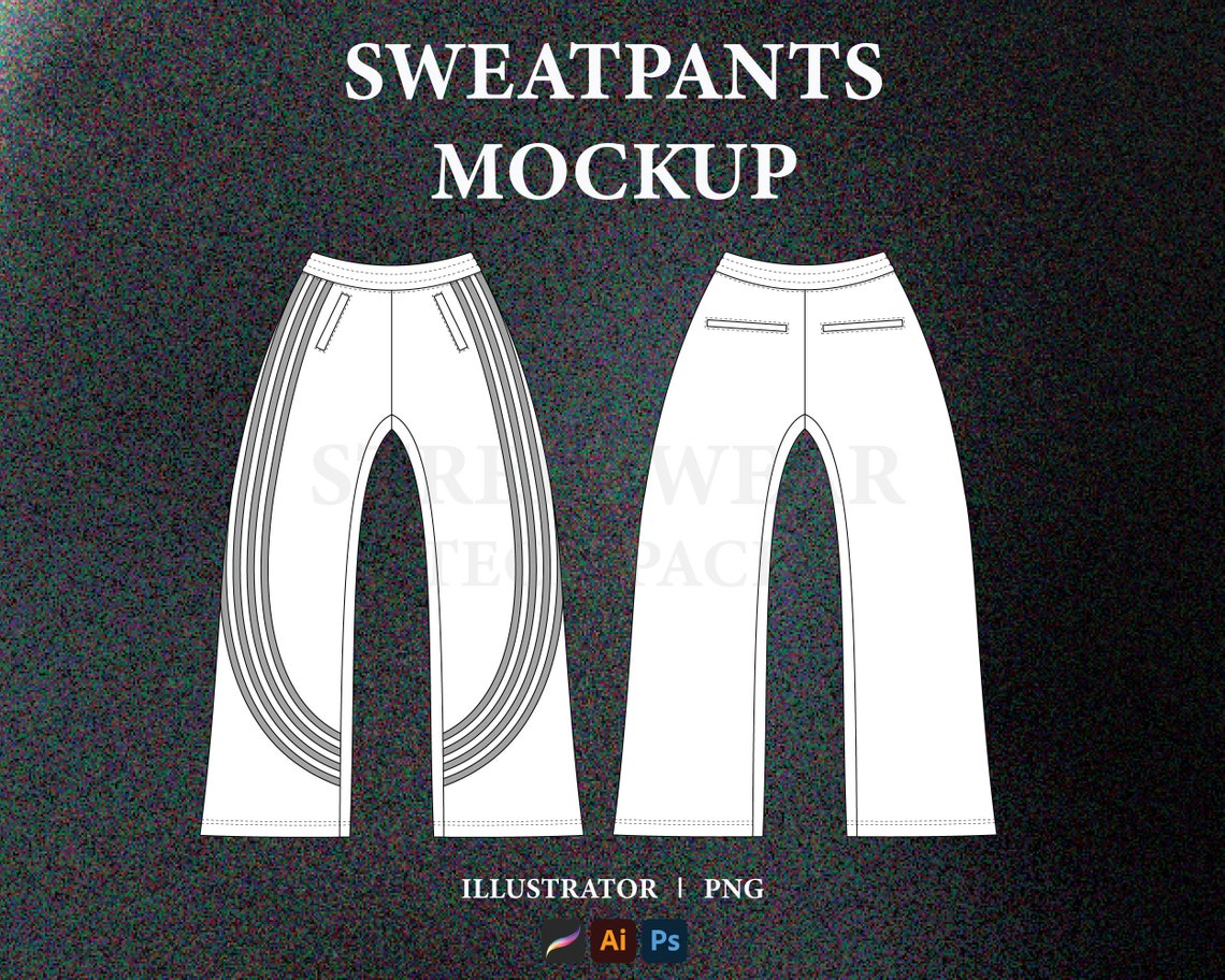 Streetwear Sweatpants Vector Mockup: Fashion Tech Pack (illustrator ...