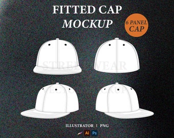 Fitted Cap Hat Vector Mockup Template - Etsy