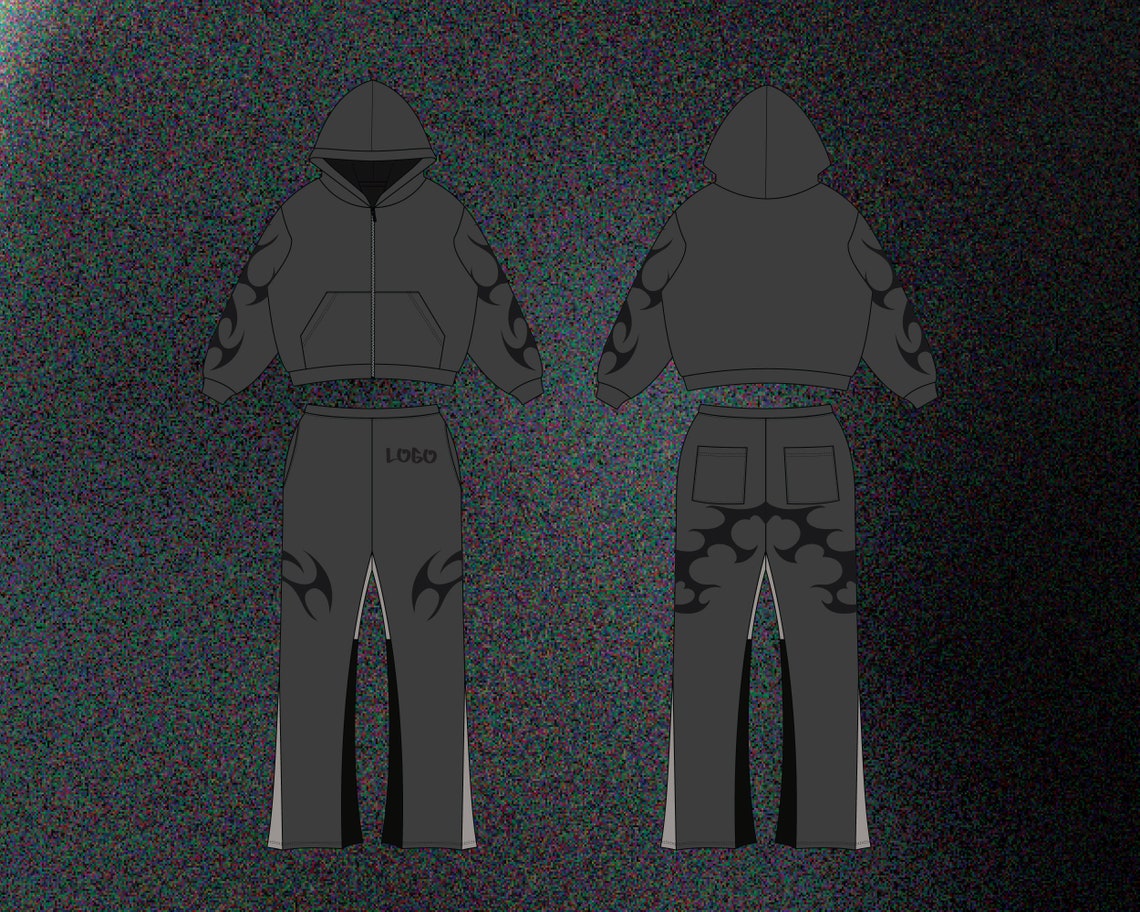 Streetwear Zip-up Tracksuit Vector Mockup Streetwear Clothing Mockup ...