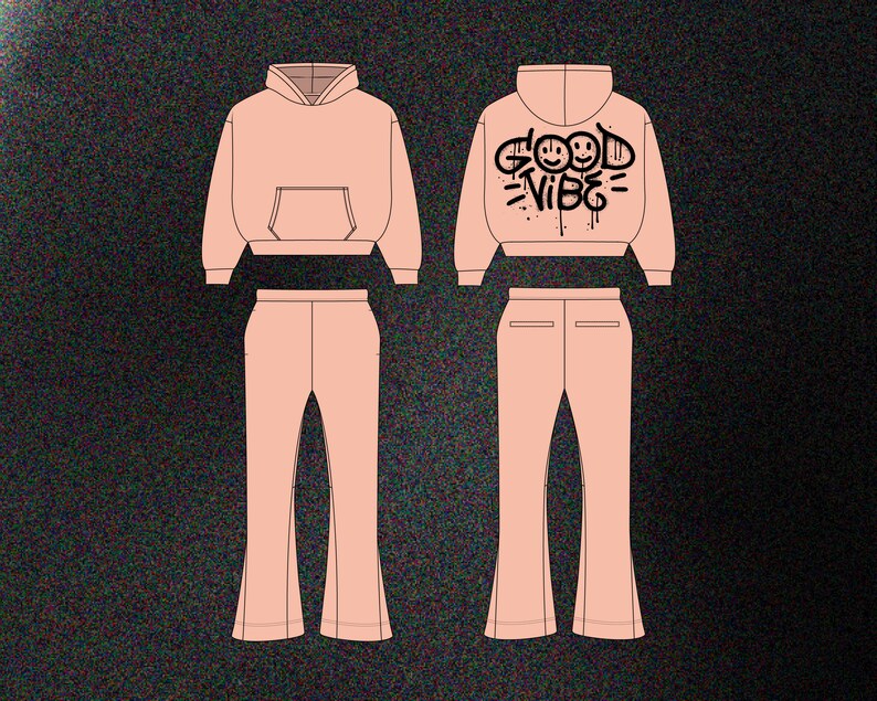 Streetwear Tracksuit Vector Mockup Flared Joggers Mockup Tech Pack ...
