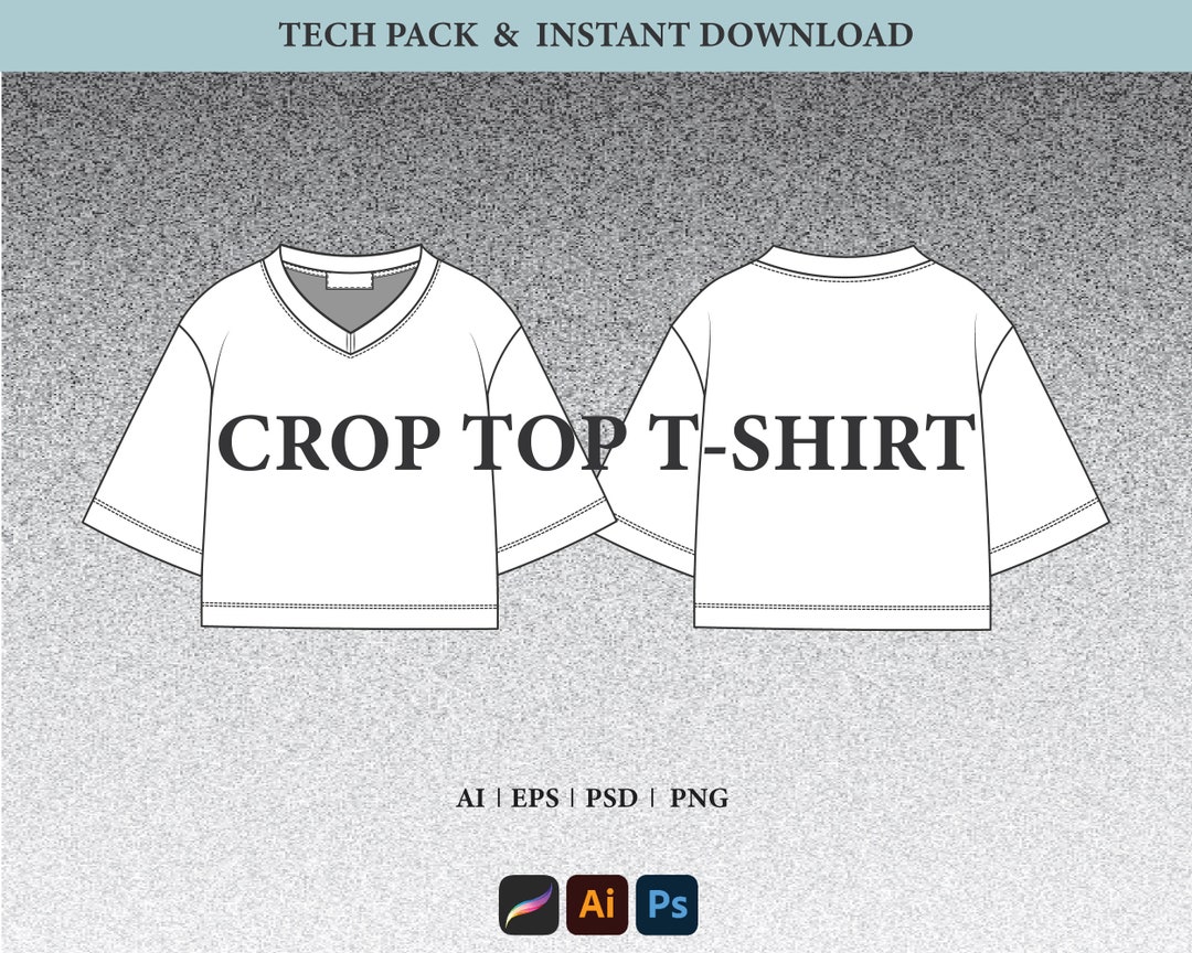 Streetwear V-neck Cropped T-shirt Vector Mockup Template T Shirt ...