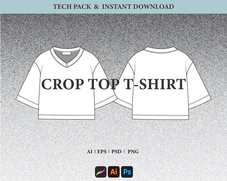 Streetwear V-neck Cropped T-shirt Vector Mockup Template T Shirt ...