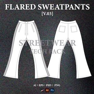 Streetwear Tech Pack Flared Sweatpants Vector Mockup Streetwear ...
