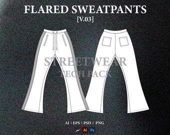 Streetwear Flared Joggers Vector Mockup Streetwear and Fashion Tech ...