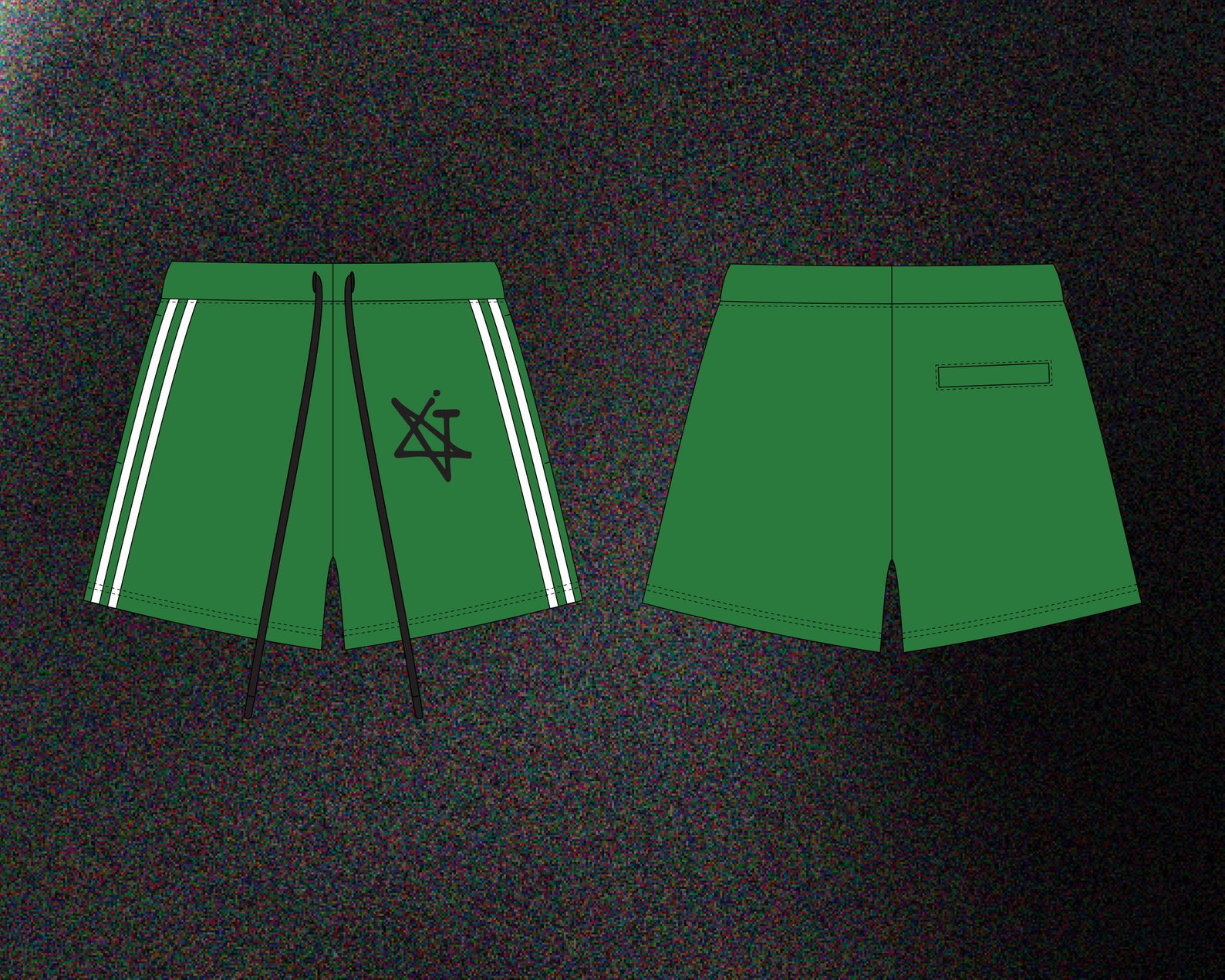 Striped Shorts Vector Mockup Streetwear Sweat Shorts Tech Pack Template ...