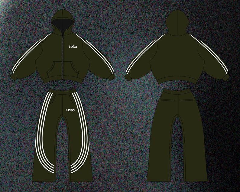 Streetwear Tracksuit Vector Mockup: Oversized Hoodie Tech Pack ...