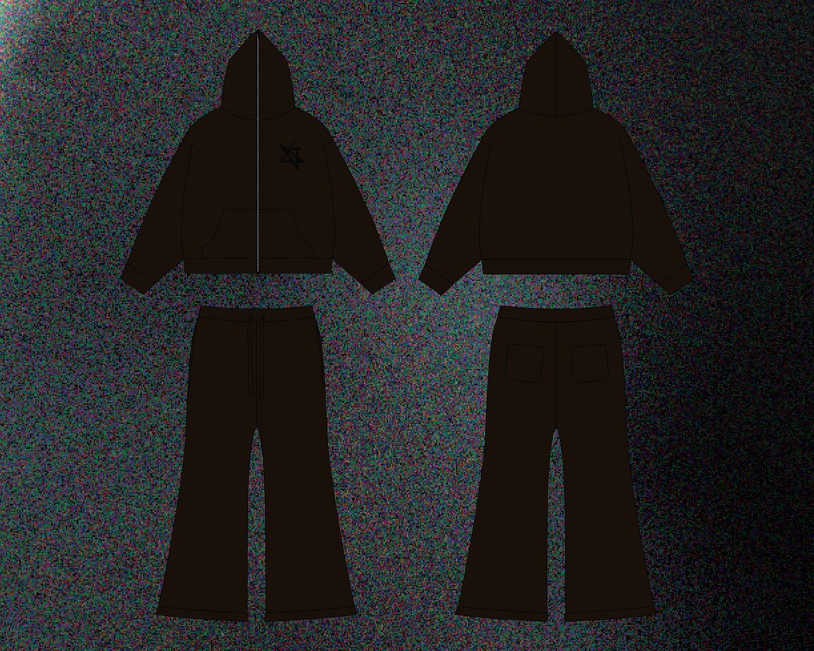 Flared Tracksuit Vector Mockup: Full Zip Hoodie Tech Pack (AI, PNG) - Etsy