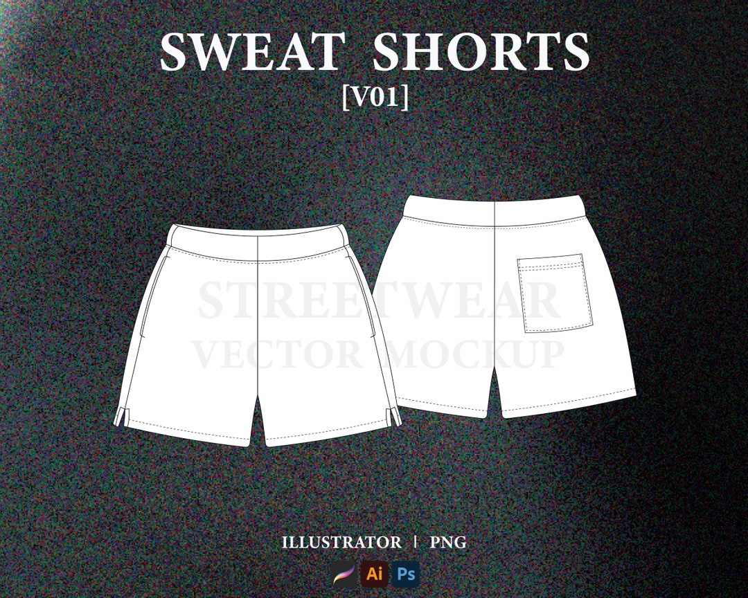 Sweat Short Vector Mockup Active Shorts Mockup Streetwear Shorts Tech ...