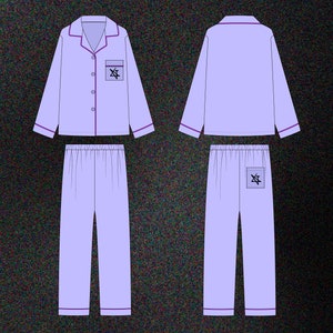 Long Sleeve Pajamas Mockup Vector Pyjama Mockup Set Loungewear Mockup ...