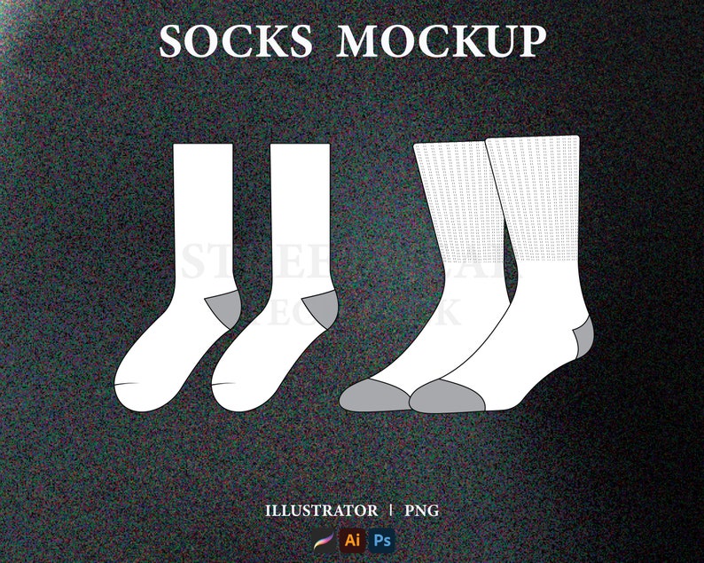 Streetwear Socks Vector Mockup Socks Tech Pack Streetwear Clothing ...