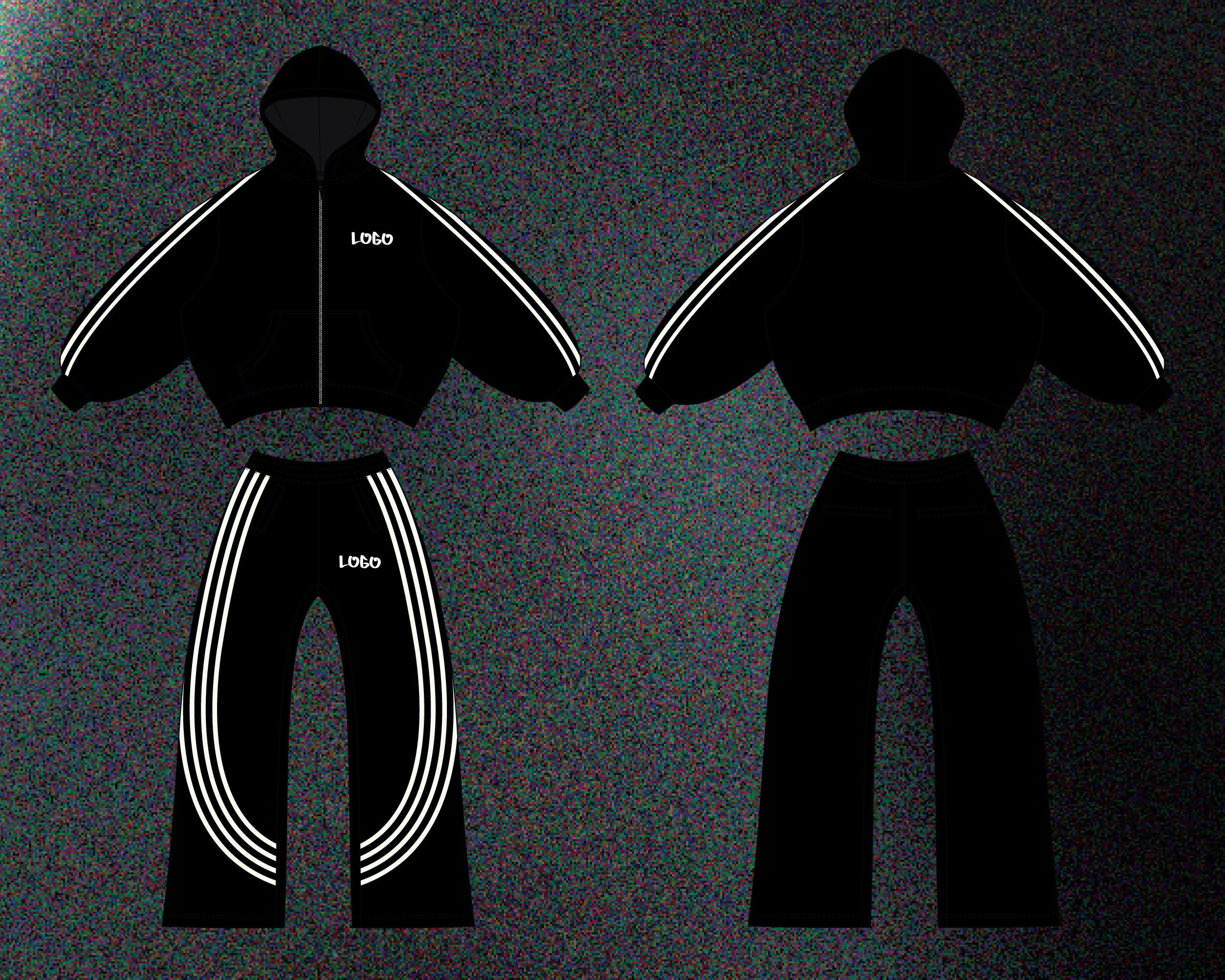 Streetwear Tracksuit Vector Mockup: Oversized Hoodie Tech Pack ...