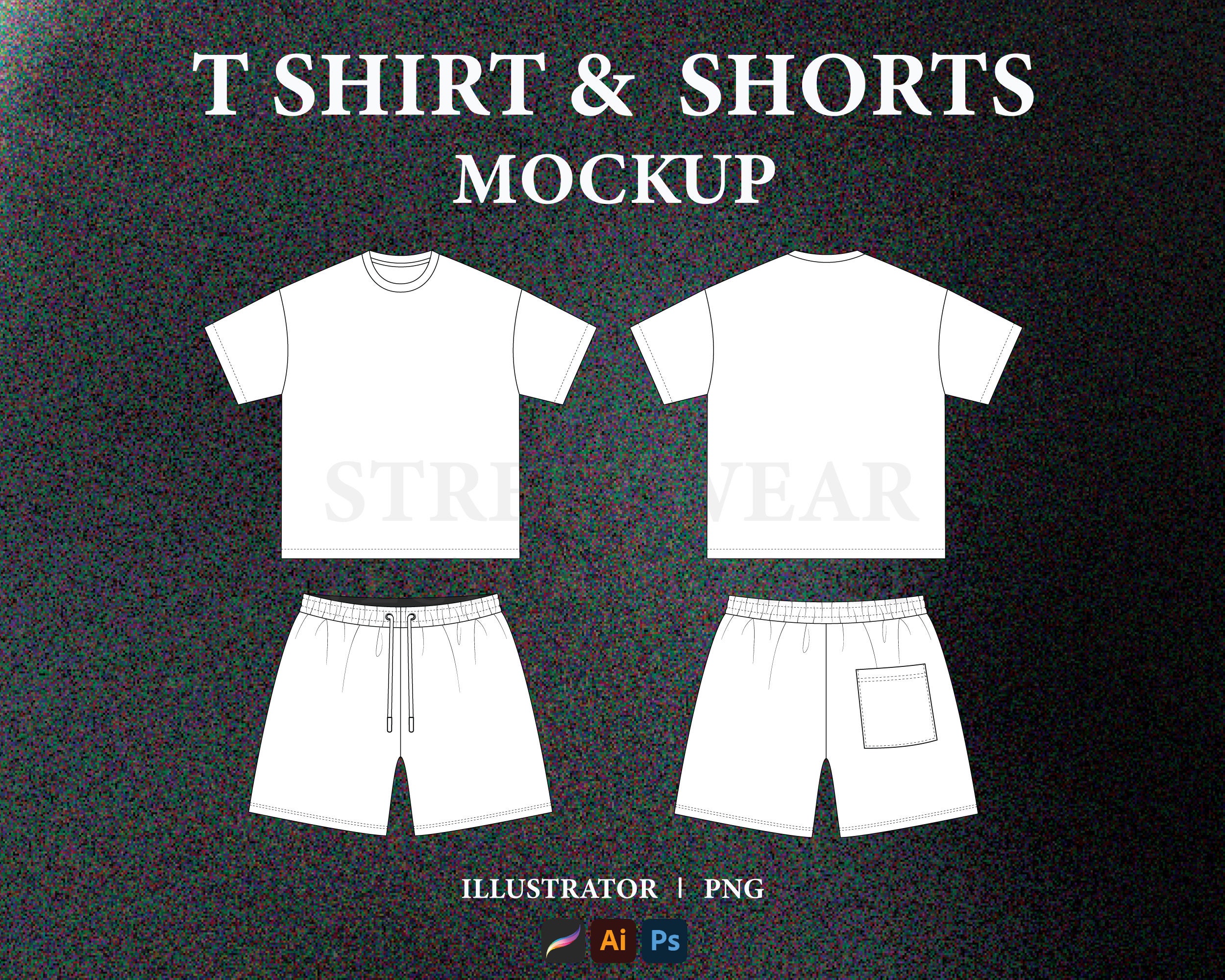 Streetwear T Shirt Vector Mockup Streetwear Sweat Shorts Mockup T-shirt ...