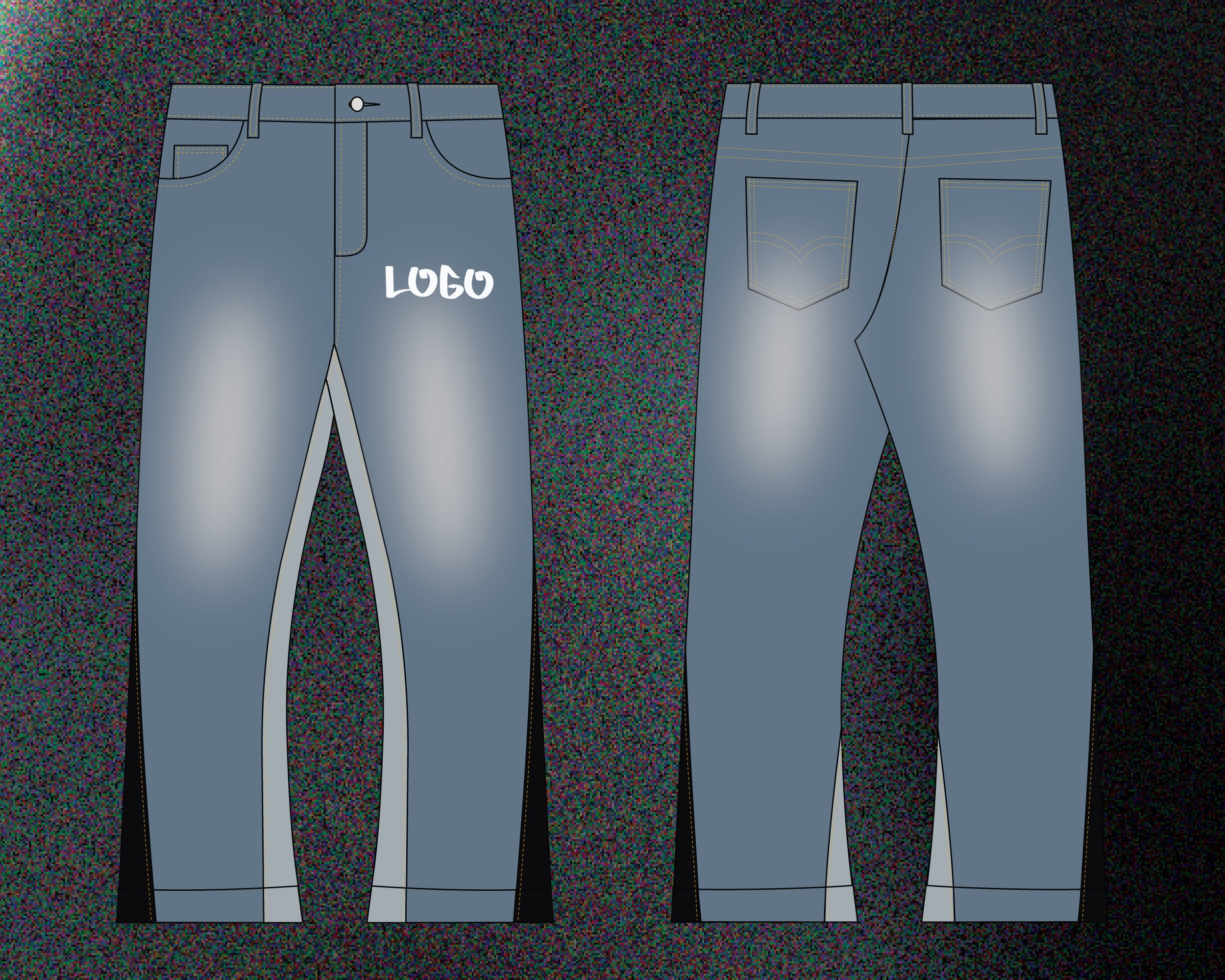 Denim Jeans Vector Mockup Streetwear Flared Jeans Mockup Clothing ...