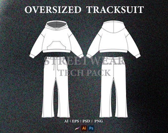 Streetwear Flared Tracksuit Vector Mockup Streetwear and Fashion Tech ...