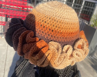 Camouflage Ruffle Crochet Hat - Etsy