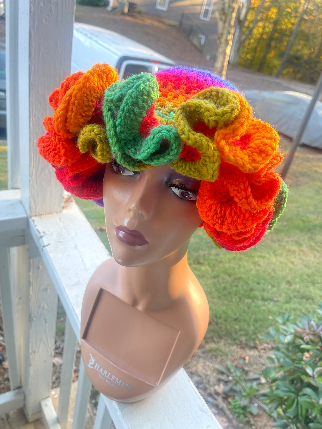 Rainbow Crochet Ruffle Hat - Etsy