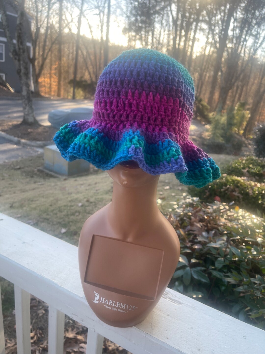 Crochet Ruffled Bucket Hat Ruffled Hat Cute Bucket Hat Handmade Ruffle ...