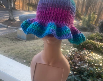 Camouflage Ruffle Crochet Hat - Etsy