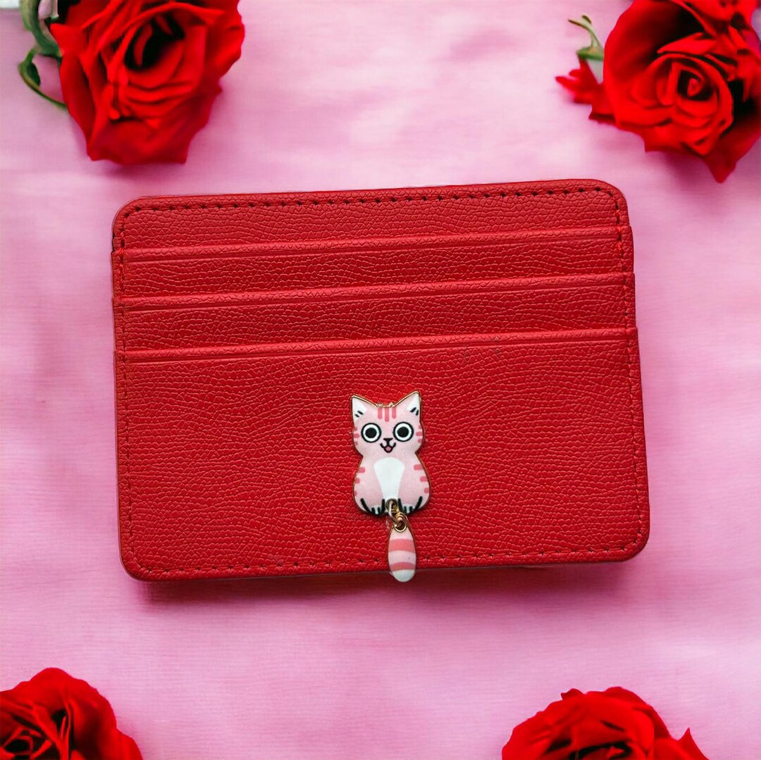 Cute Cartoon Cat Card Holder, Calico Cat Decor Mini Wallet, Cat Mama ...