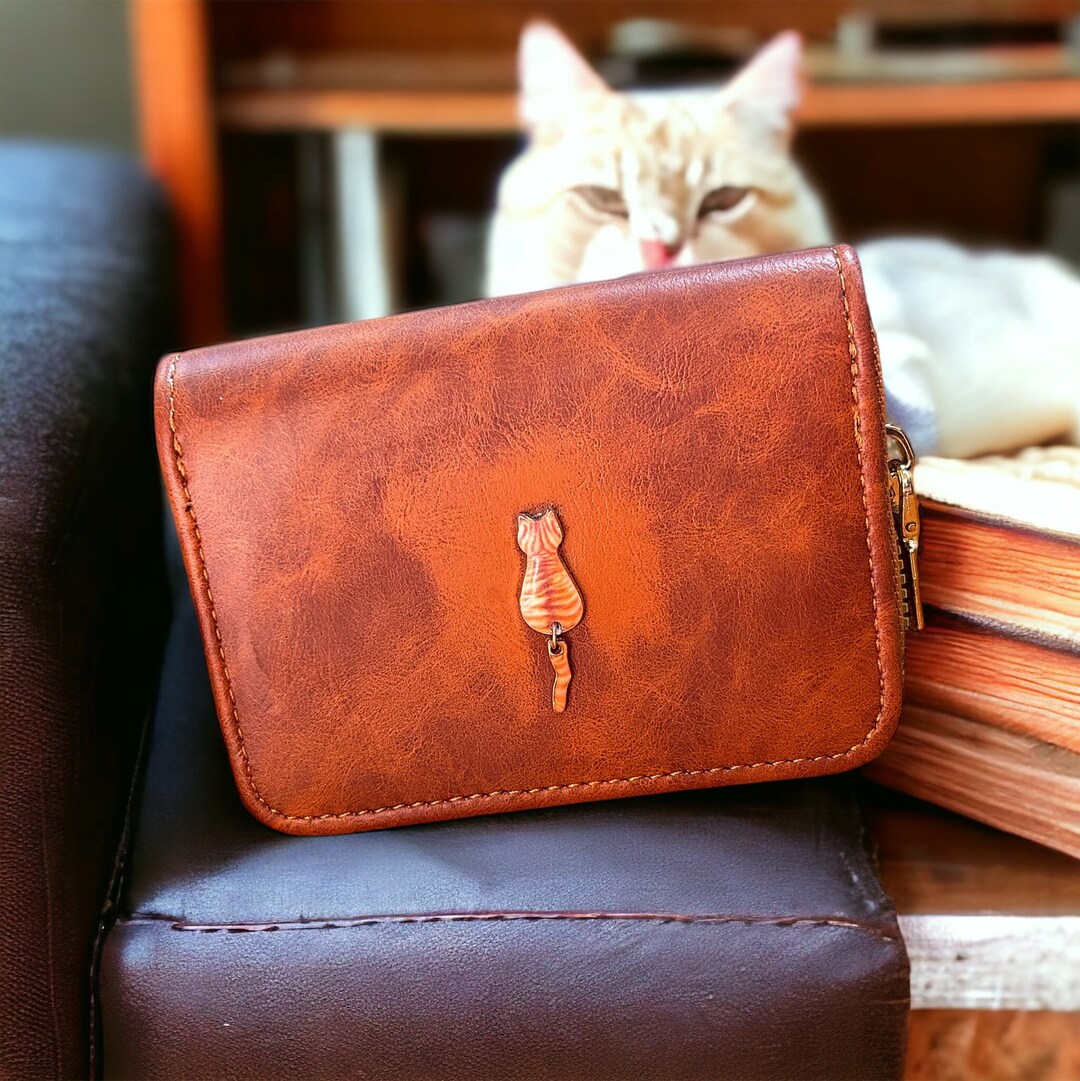 Cute Cat Zipper Card Holder, Cat Lovers Gift Wallet Women Card Holder ...