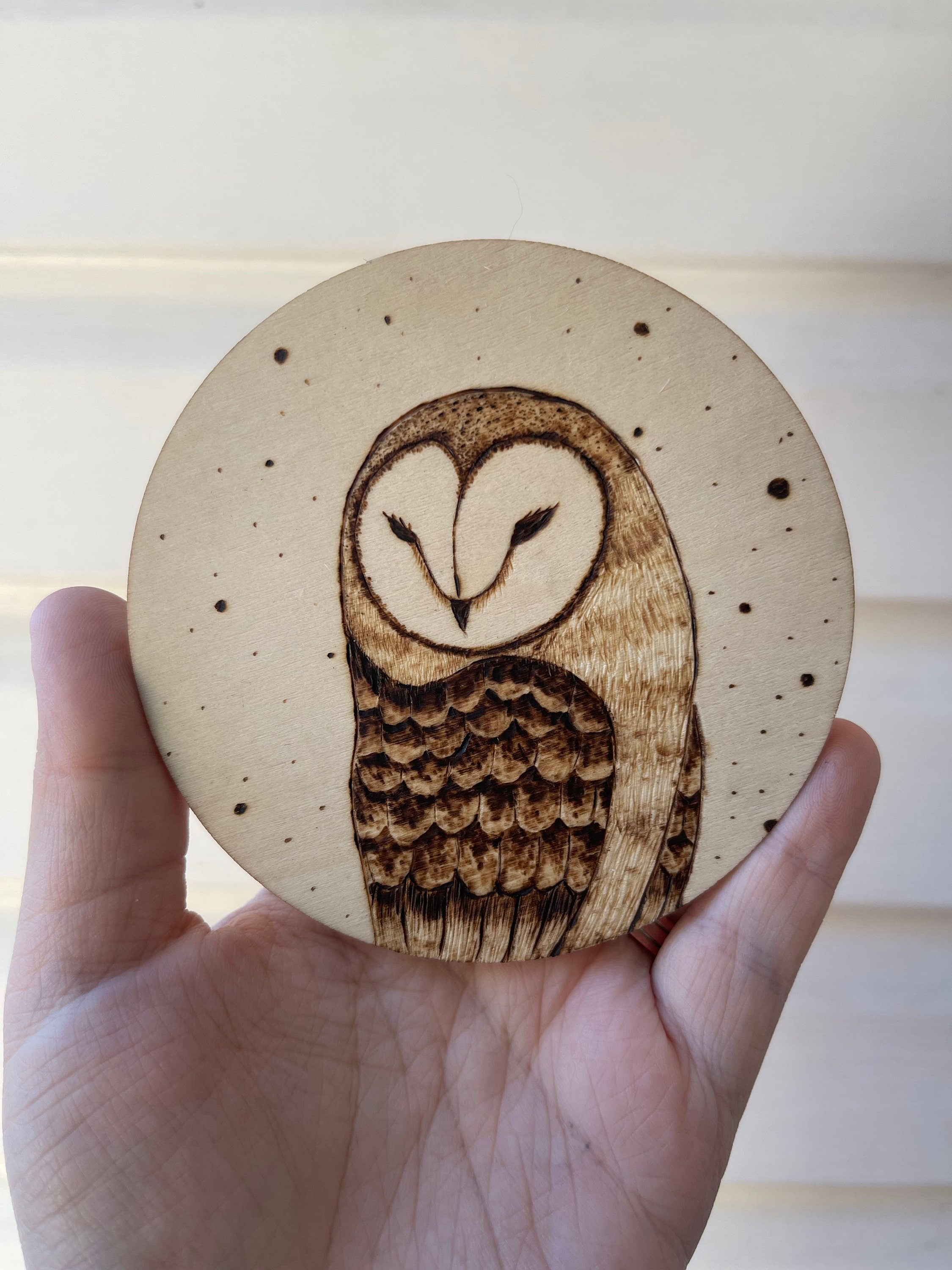 Owl Wood Burned Art Ornament Christmas - Etsy