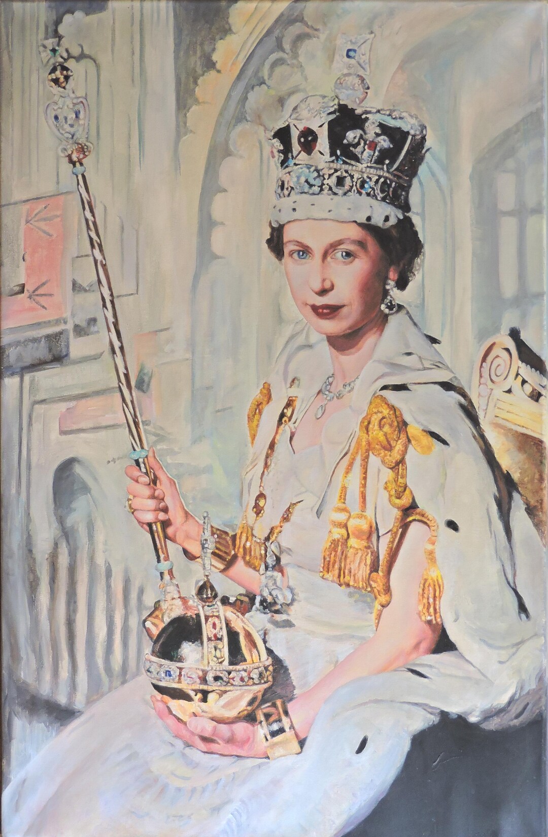 Queen Elizabeth II Accedes to the Throne on Feb. 6, 1952" Original Oil ...