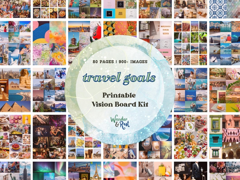 Travel Vision Board Images, Printable PDF Mood Board Inspiring Quotes ...