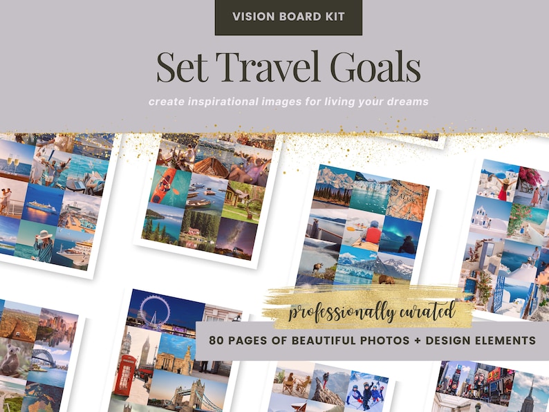 Travel Vision Board Images, Printable PDF Mood Board Inspiring Quotes ...