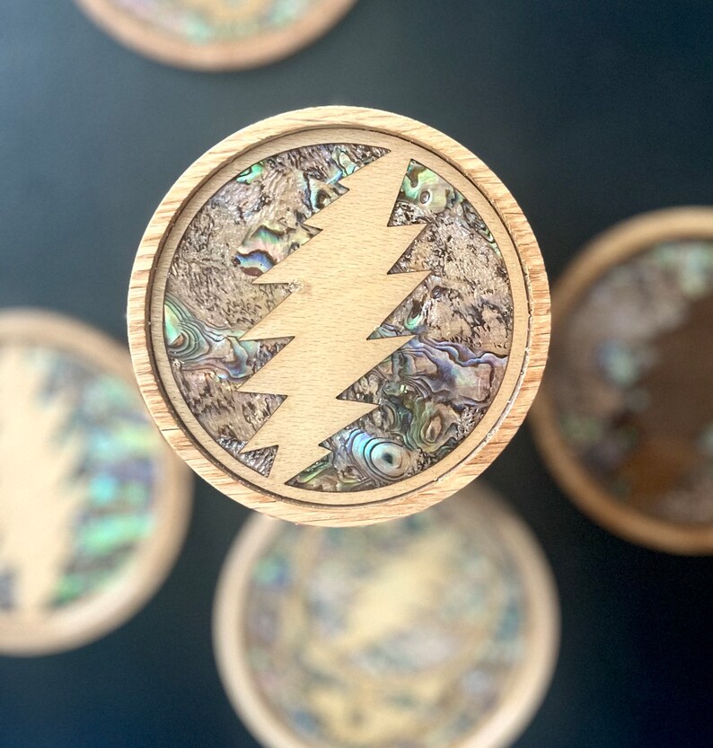 Beverage Coaster Made With Native Hardwood, Epoxy, and Genuine Abalone ...