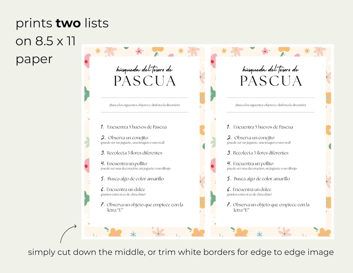 Spanish Easter Scavenger Hunt | Busqueda Del Tesoro De Pascua | Instant ...