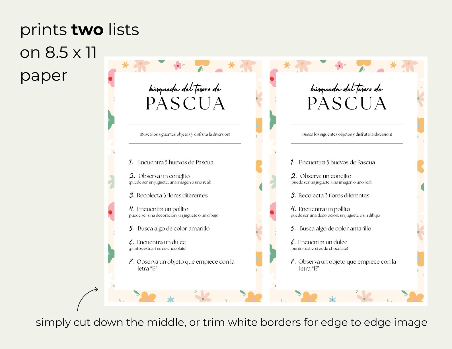 Spanish Easter Scavenger Hunt | Busqueda Del Tesoro De Pascua | Instant ...