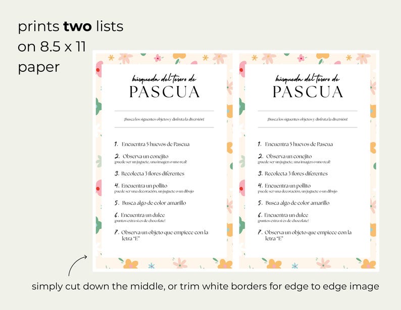 Spanish Easter Scavenger Hunt | Busqueda Del Tesoro De Pascua | Instant ...