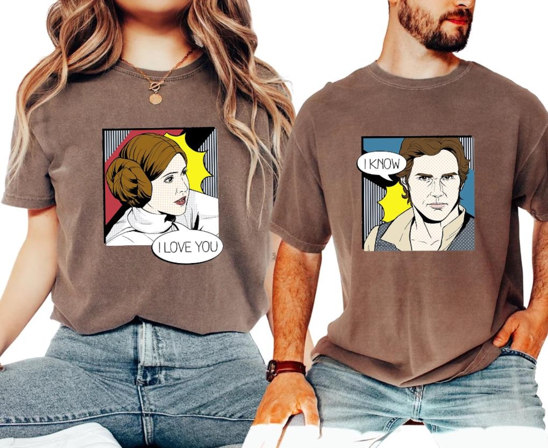 Star Wars Han Solo I Know & Leia I Love You Comic Couple Valentine Tee ...