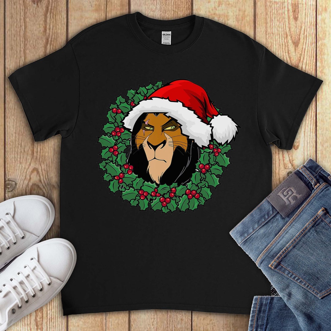 Disney Lion King Scar Portrait Christmas T-shirt, Funny Scar Wreath ...