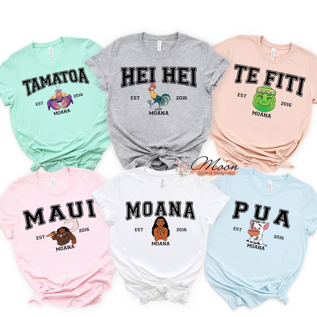 Personalized Disney Moana Characters Est 2016 Maui Pua Hei Hei Shirt ...