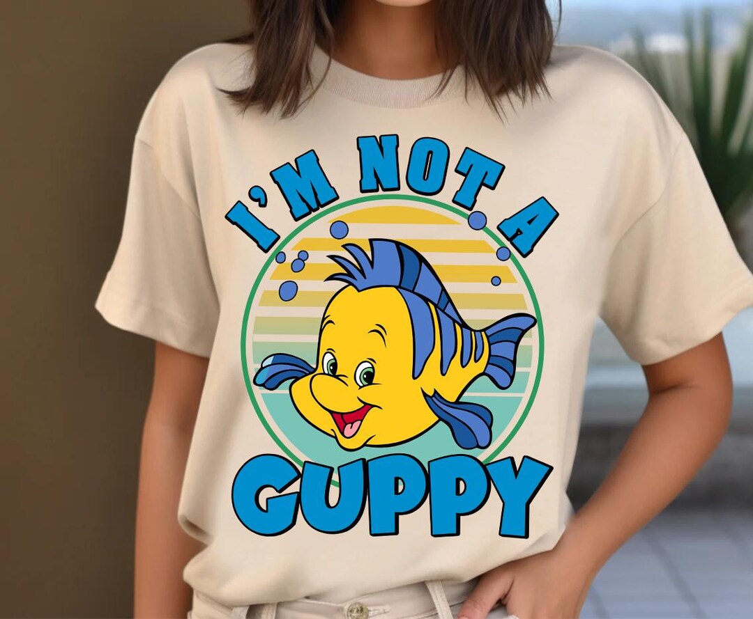 Disney Little Mermaid Flounder I'm Not a Guppy Shirt, Princess Ariel ...