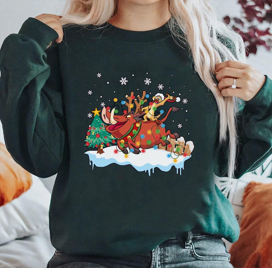 Lion King Timon & Pumba Reindeer Christmas Shirt, Comfort Color, Disney ...