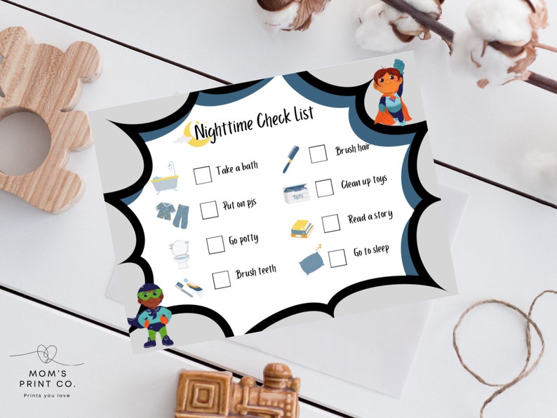Superhero Morning & Night Checklist for Kids Printable - Etsy