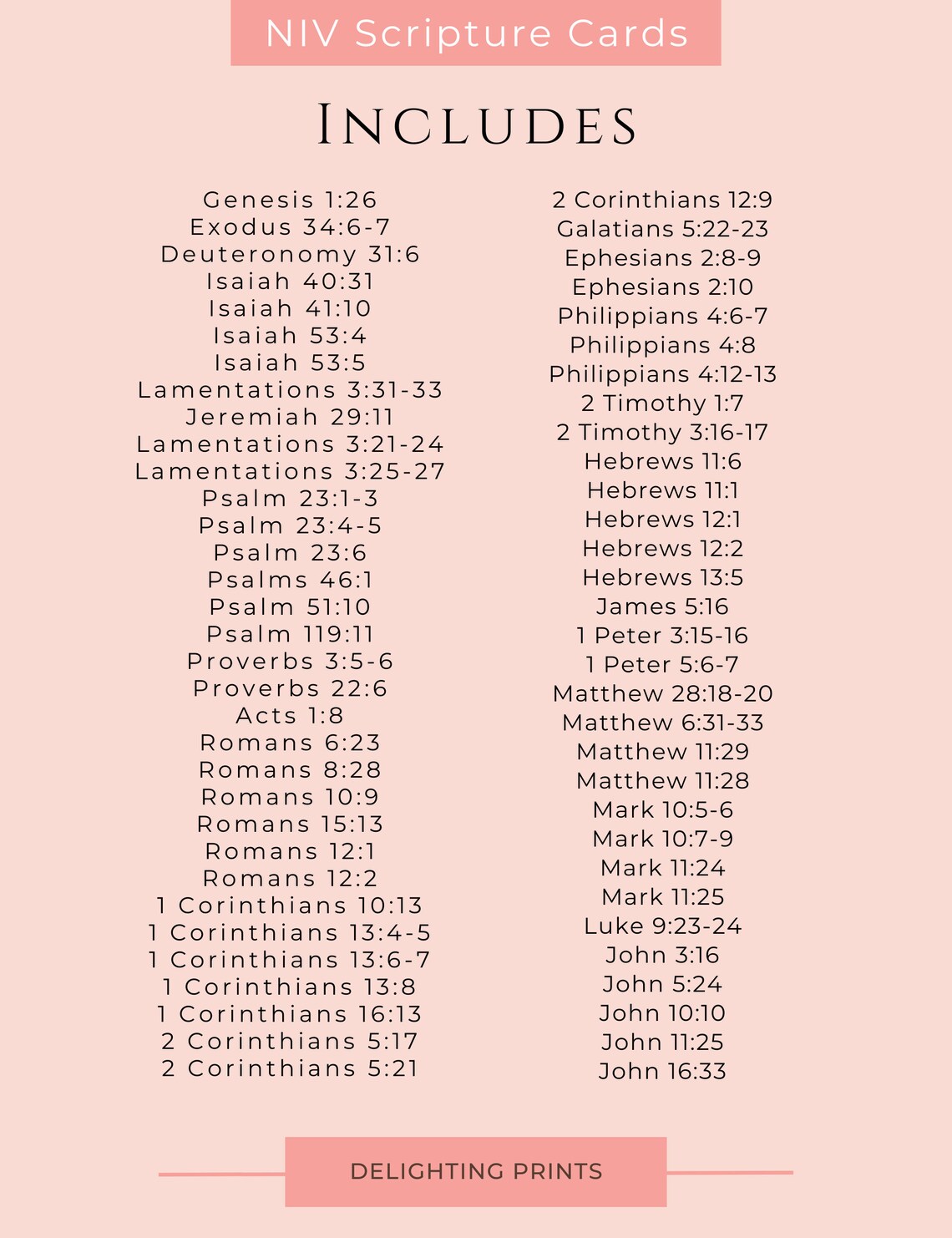 64 Bible Verse Cards, NIV Printable Scripture Cards, Bible Memory Verse ...