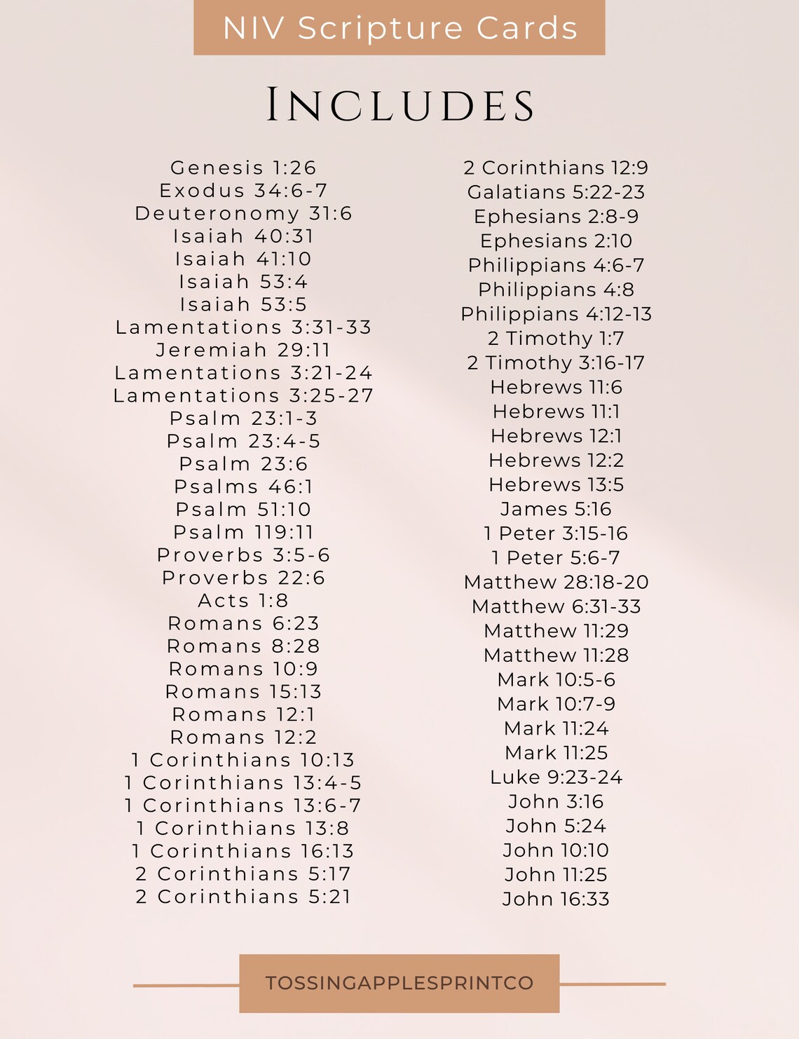 64 Bible Verse Cards, NIV Printable Scripture Cards, Bible Memory Verse ...