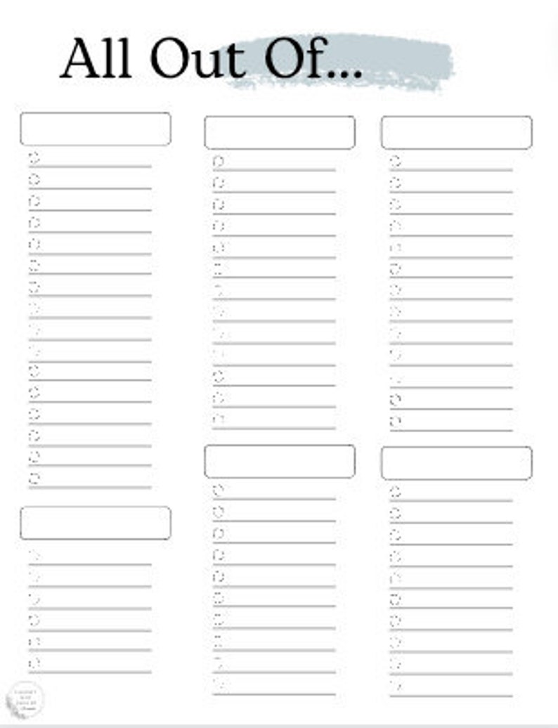 PRINTABLE Shopping/errands List Fillable PDF All Out of List Minimalist ...
