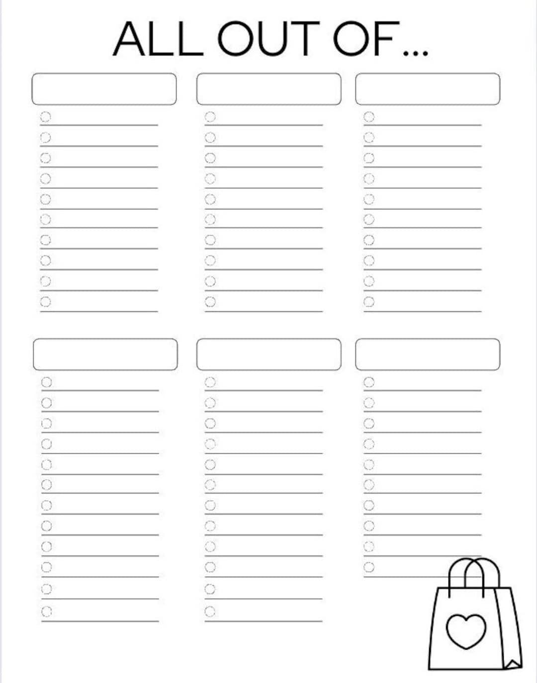 PRINTABLE Shopping/errands List You Choose Categories All Out of List ...