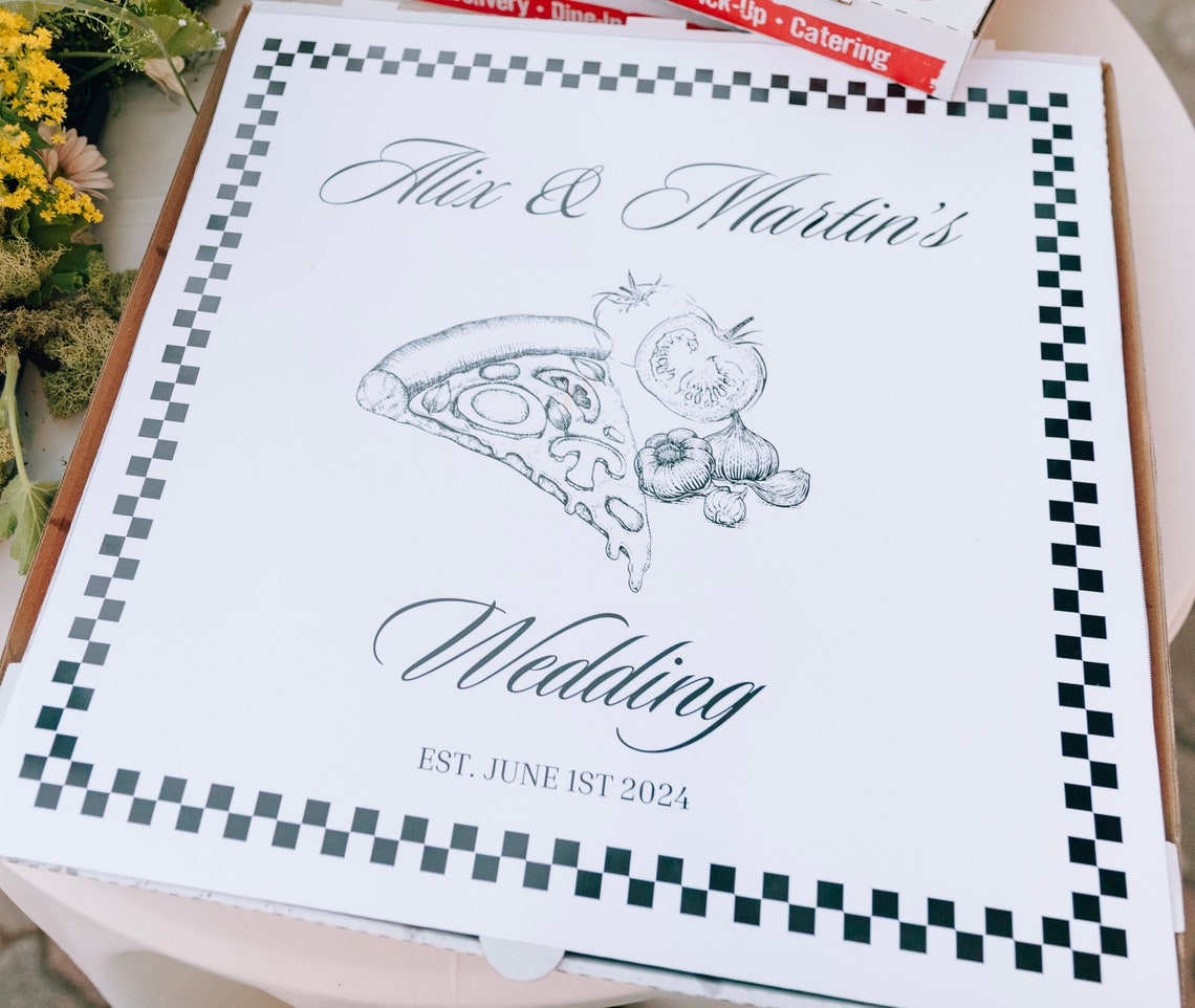 Wedding Pizza Box Topper Template | Custom Pizza Box Design Topper ...