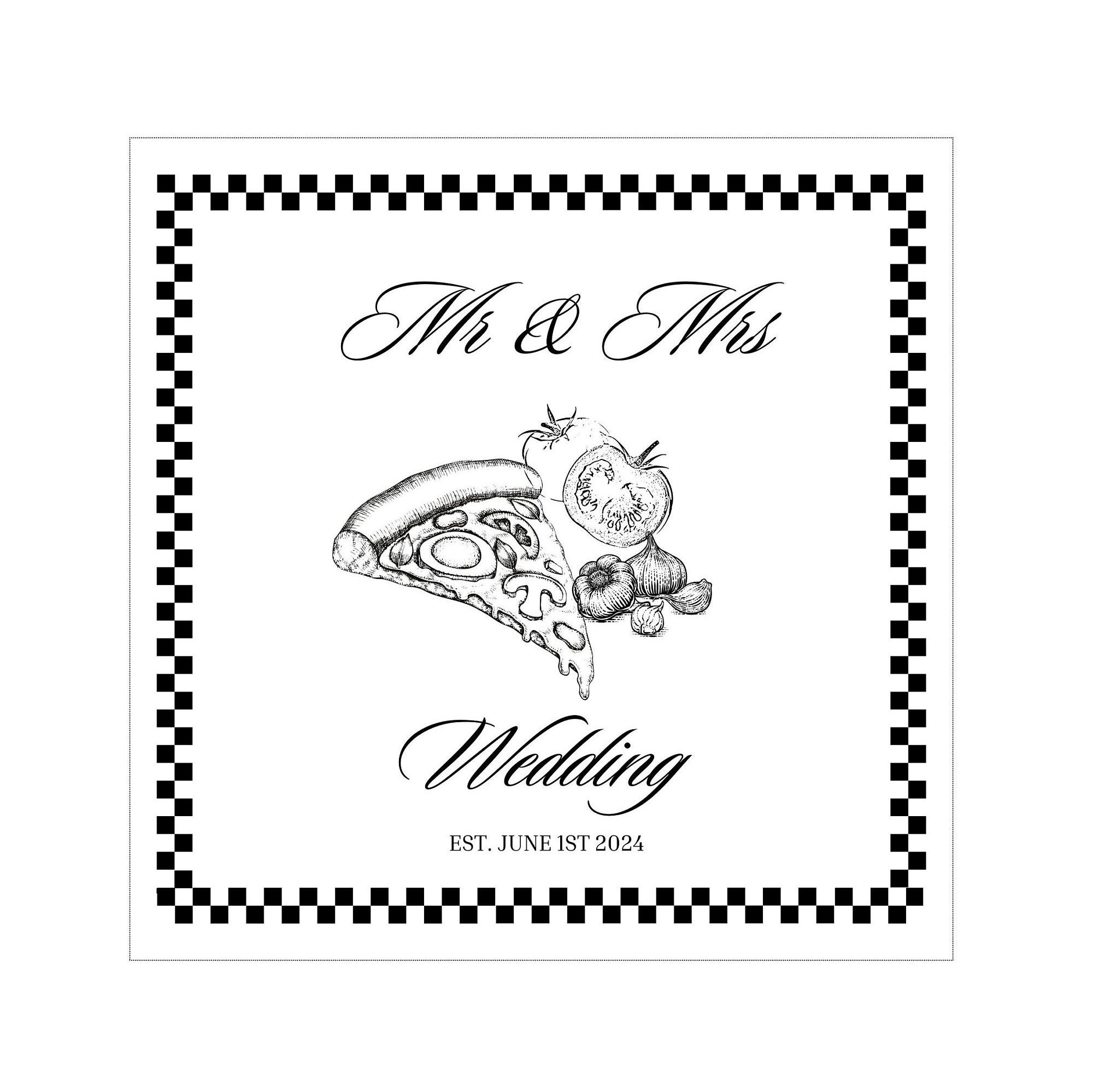 Wedding Pizza Box Topper Template | Custom Pizza Box Design Topper ...