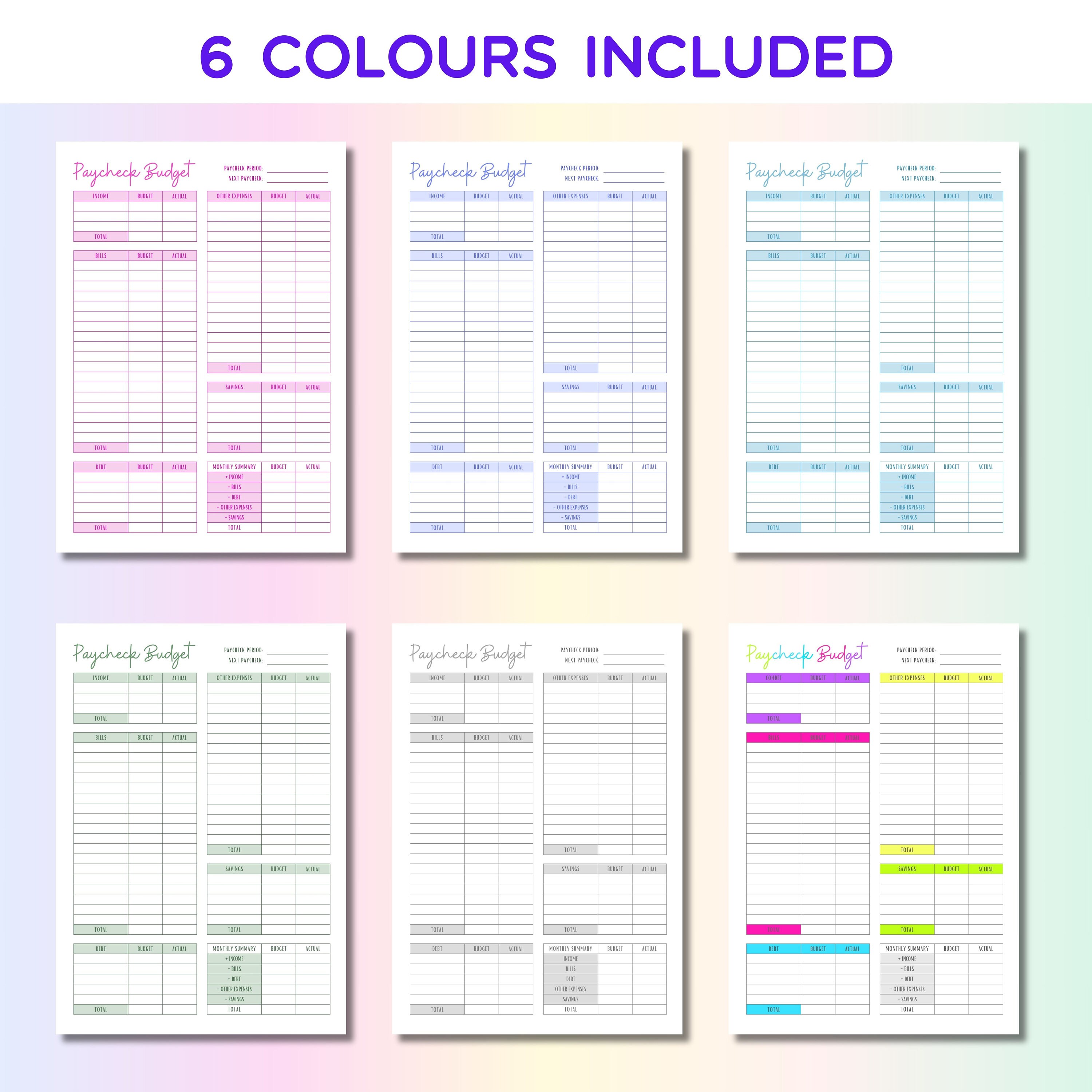 Paycheck Budgeting Spreadsheet Monthly Budget Planner - Etsy