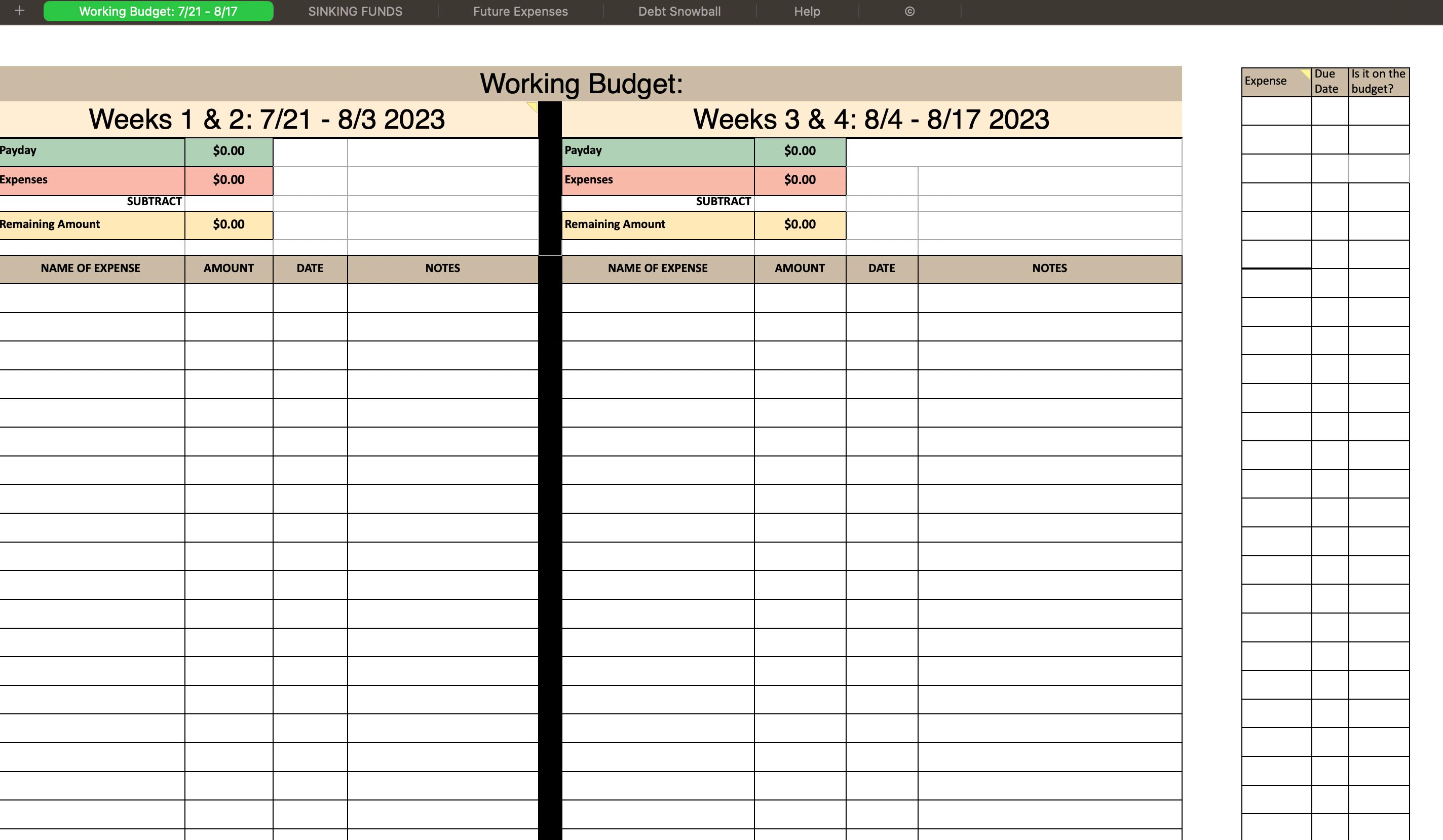 Bi-weekly Income Budget Tracker - Etsy